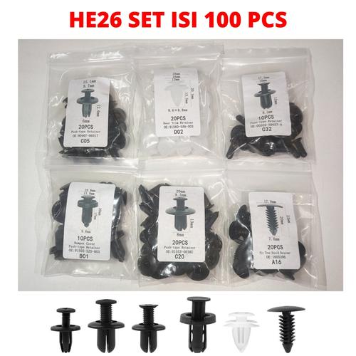 Promo Baut Klip Kancing Rivet Spakboard Bumper Mobil Universal 100 pcs ...