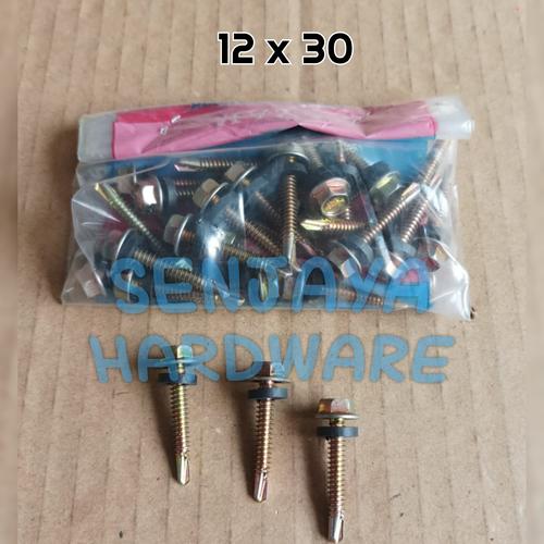 Jual Sekrup skrup roofing kuning baut atap baja ringan 12 x 30 ( 3 cm ...