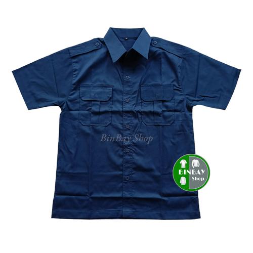 Jual KEMEJA SERAGAM DRILL PANGKAT BIRU DONGKER TJ - Biru dongker, S ...