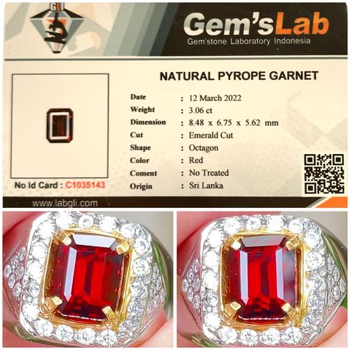 Promo Natural Pyrope Garnet 3.06 cts. LOUPE CLEAN, FULL LUSTER, NICE COLOR - Jakarta Selatan ...