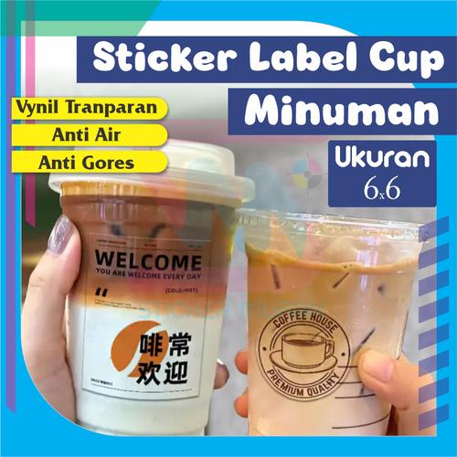 Jual Stiker Label Kemasan Gelas Minuman Cup Es Teh Boba Transparan 6x6 ...