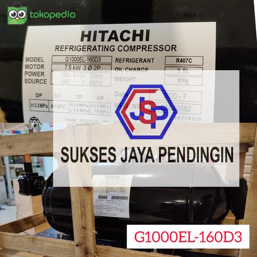 Jual Compressor Hitachi G1000EL-160D3 R407C / Kompresor G1000EL-160D3 ...