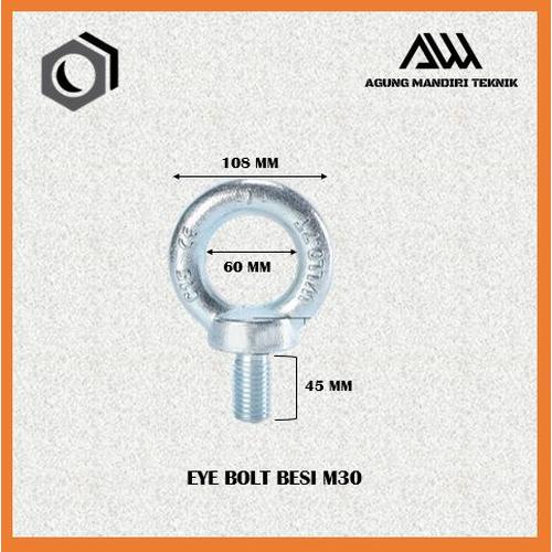 Jual Eye Bolt M30 Putih Lifting EyeBolt Galvanis M 30 Eye Bolt Besi M30 ...