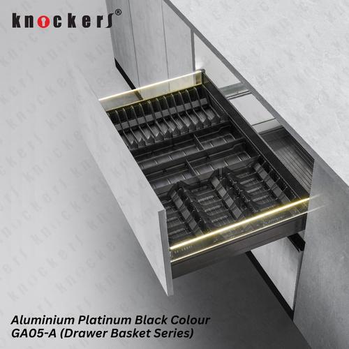 Jual Drawer Basket Aluminium Platinum + LED Light Rak Laci Sendok ...
