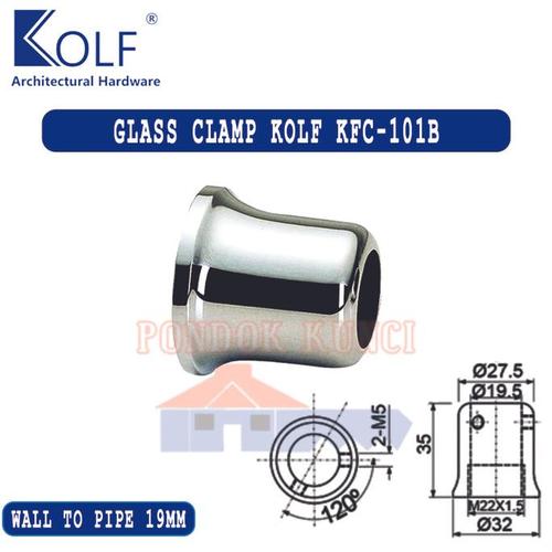 Jual Konektor Pipa 19mm Kaca ke Tembok KOLF KFC-101B Glass Clamp ...