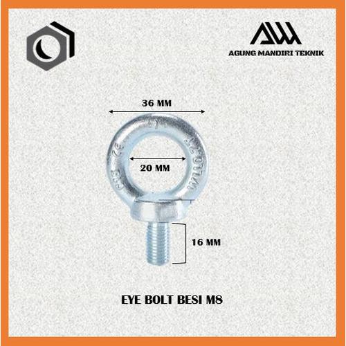 Jual Eye Bolt M8 Putih Lifting EyeBolt Galvanis M 8 Eye Bolt Besi M8 ...