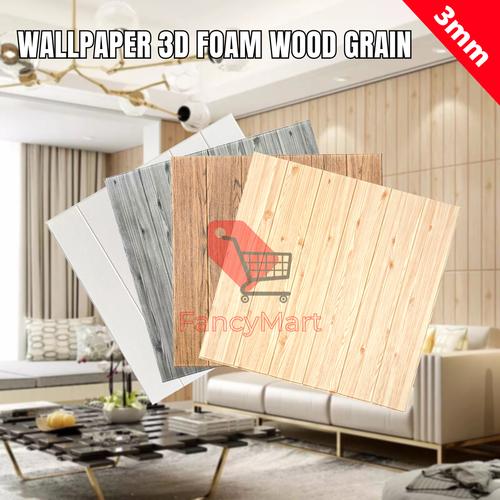 Jual Wallpaper Dinding 3D Foam Serat Kayu Dekorasi Dinding 70 x 70cm ...
