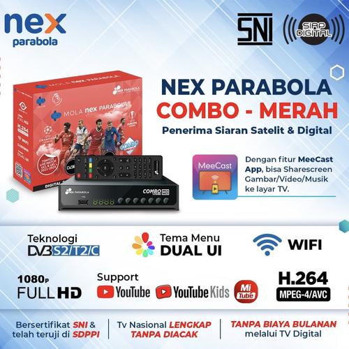 Jual Receiver Nex Parabola Combo (Merah) TV Satelit Parabola Digital ...