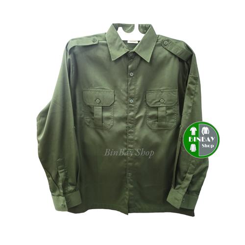 Jual KEMEJA SERAGAM DRIL PANGKAT PANJANG ARMY+ SAKU DAN SKODER DI ...