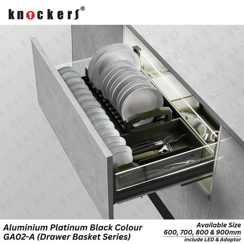 Jual Drawer Basket Aluminium Platinum+LED Light Rak Piring Sendok ...