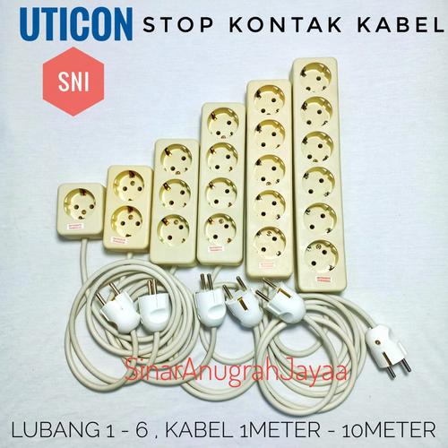 Jual UTICON Kabel Extension Stop Kontak Lubang 1,2,3,4,5,6 Kabel 1M ...