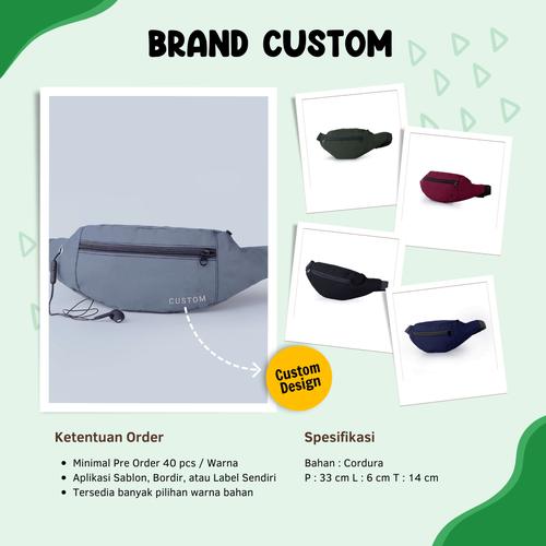 Promo Custom Desain Logo Tulisan Waist Bag Pria Waistbag Tas Pinggang ...