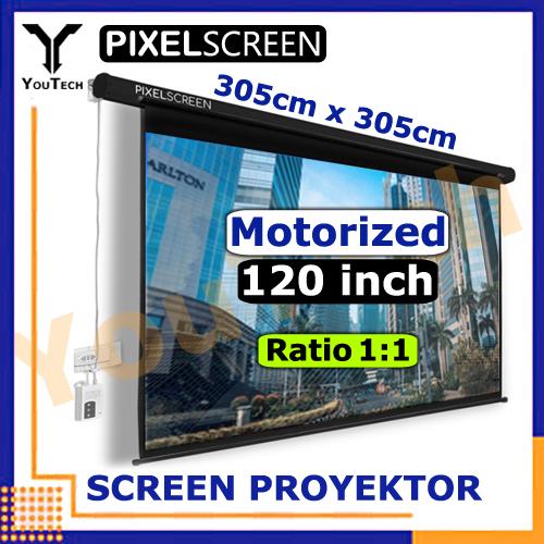 Jual Screen Projector PIXEL Motorized 120" Layar Proyektor Otomatis ...