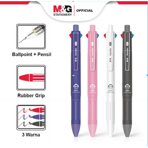 Jual Pulpen Merk M&G 3+1 Multi-function Pen 3 Colors ADPT5571 Original ...