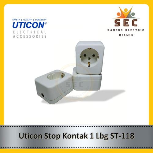 Jual UTICON STOP KONTAK ARDE 1 LUBANG 1L 2P TERMINAL KUNINGAN ST-118 OB ...