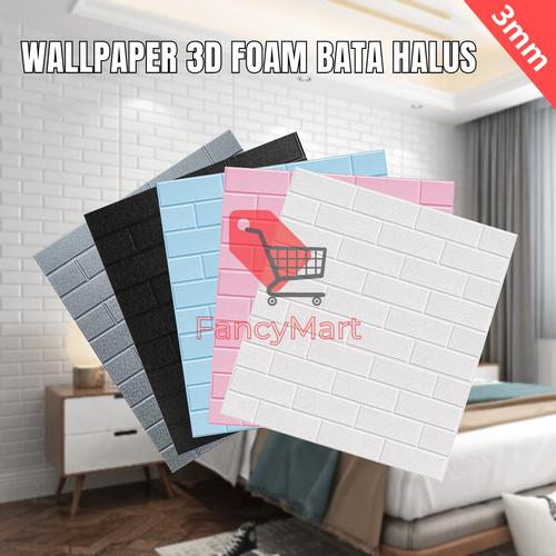 Jual Wallpaper Dinding 3D Foam Bata Halus Dekorasi Stiker Dinding 70 x ...