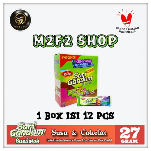 Jual Roma Biskuit Sari Gandum Sandwich Rasa Susu dan Cokelat - 27 gr ...