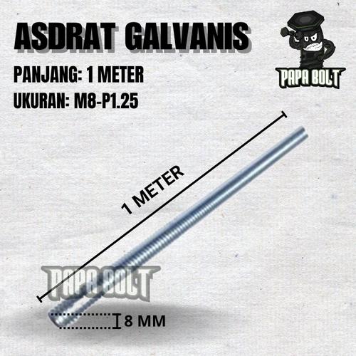 Jual Asdrat Galvanis M8 x 1 Meter / Stud Bolt Fulldrat / Long drat 8MM ...