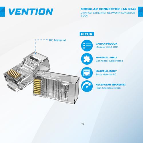 Promo Vention Konektor RJ45 Cat.6 UTP Modular Gigabit Jack Plug ...