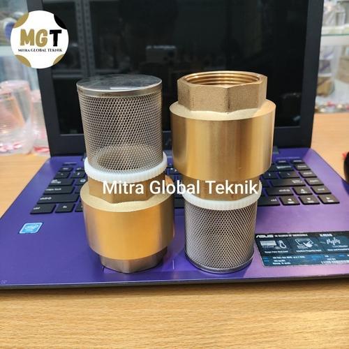 Jual Tusen/Tuzen klep/Foot Valve Kuningan + Saringan Drat 1-1/2" Inch ...