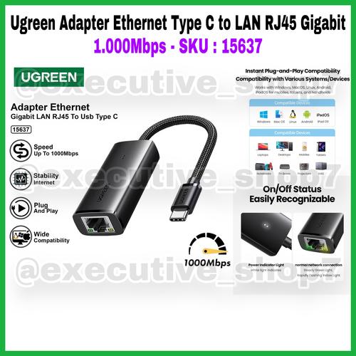 Jual Ugreen Adapter Ethernet Type C to LAN RJ45 Gigabit - 1.000Mbps ...