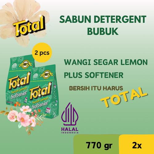 Promo [TWINPACK] Sabun Detergent Bubuk Total Harum Lemon Softener 770gr ...
