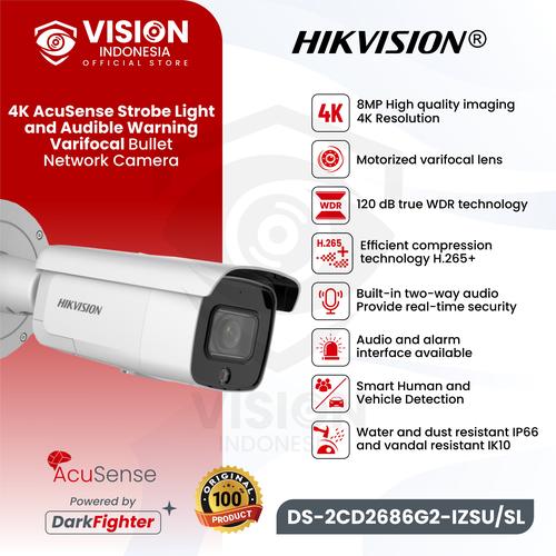 Jual HIKVISION DS-2CD2686G2-IZSU/SL 8MP 4K AcuSense Strobe Light + Siren Varifocal Bullet Camera ...