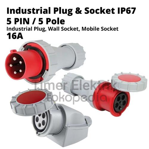Jual Industrial Plug & Socket IP67 5 Pin / 5 Pole 16A Berbagai Variant ...