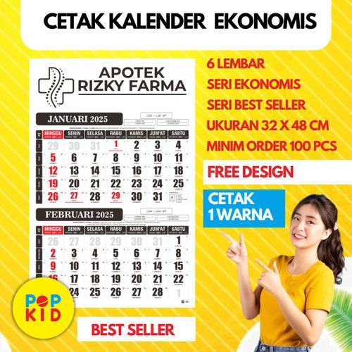 Promo CETAK KALENDER DINDING 6 LEMBAR UKURAN 32 X 48 CM SERI EKONOMIS ...
