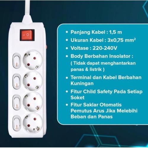 Jual KENMASTER Stop Kontak Colokan Listrik 4 Lubang Sambungan Colokan 4 ...