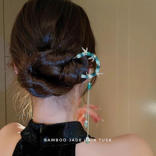 Jual Bamboo Jade Hair Tusk / Aksesoris Tusuk Konde Model Bambu Giok ...