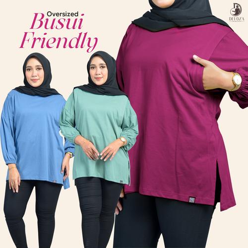 Jual Deloza Top Oversized BUSUI Tangan Balon Kaos Polos Wanita Jumbo ...