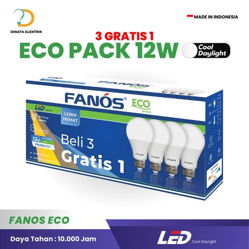 Jual Fanos Lampu LED Eco Pack 3 GRATIS 1 12 Watt Cool Daylight ...