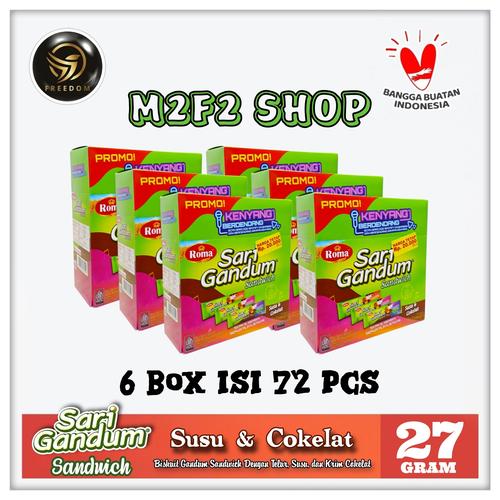 Jual Roma Biskuit Sari Gandum Sandwich Rasa Susu dan Cokelat - 27 gr ...
