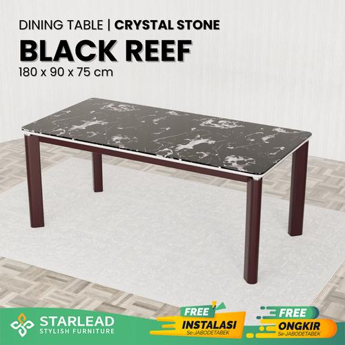 Promo STARLEAD Set Meja Makan Batu Kristal Minimalis Black Reef Crystal ...