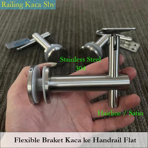 Promo FLEXIBLE BRAKET SIKU KACA KE HANDRAIL KOTAK / FLAT HAIRLINE SATIN ...