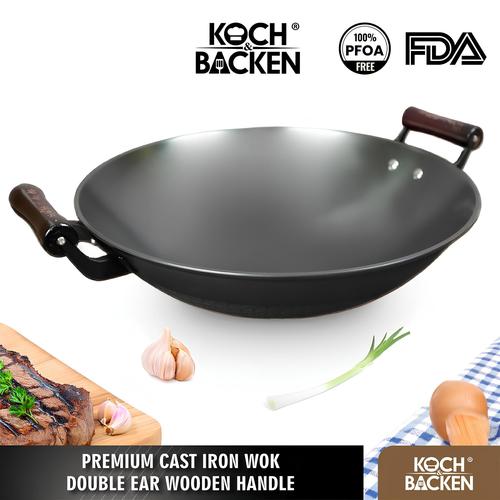 Promo KOCH&BACKEN Premium Cast Iron Wok Round Bottom - Wajan Kuali ...