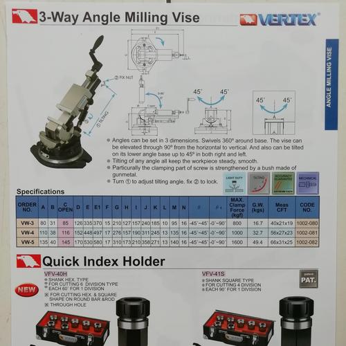 Jual vertex 3 Way angle milling vise vw 3 - Kota Surabaya - Vertex ...