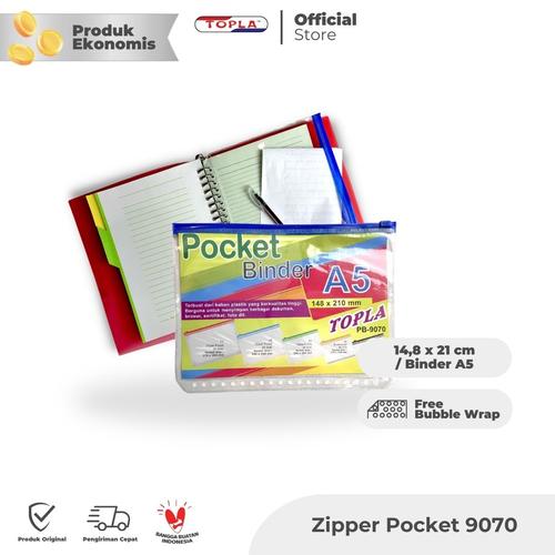 Promo Zipper Pocket Mika 9070 Map Plastik Transparan TOPLA ukuran A5 ...