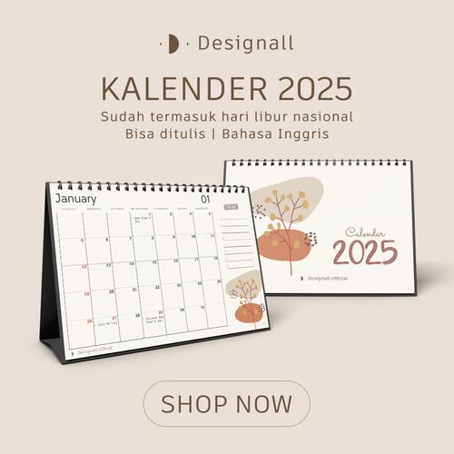 Promo Designall Kalender 2025 Aesthetic Meja / Kalender Duduk Spiral FB ...