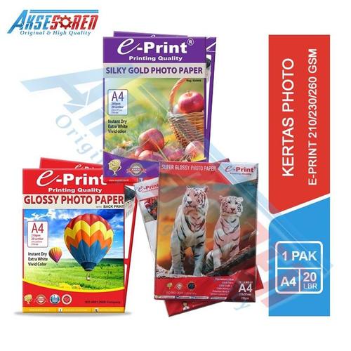 Jual Kertas Glossy Photo Paper A4 E-Print [20 Sheet/210 230 260 Gsm ...