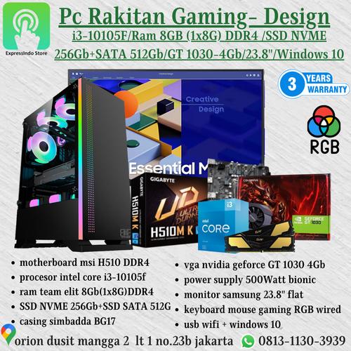 Jual PC RAKITAN Gaming - Design intel i3-10105F/RAM 8Gb DDR4/SSD 256GB ...