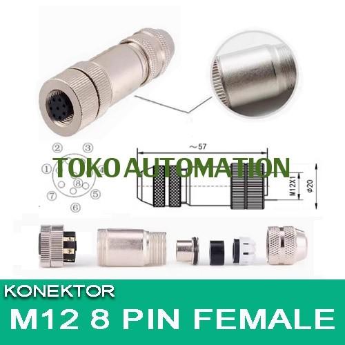 Jual M12 8 PIN FEMALE A Metal Shielded Screw Straight Circular ...