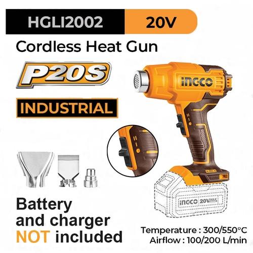 Jual P20S Cordless Heat Gun 20V INGCO HGLI2002 Alat Pemanas Tanpa Kabel ...