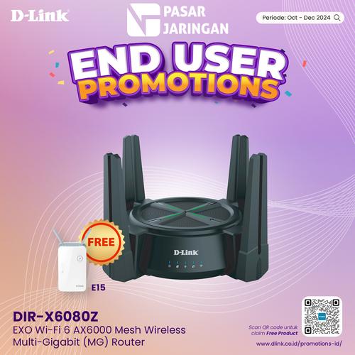 Jual D-Link DIR-X6080Z EXO AX6000 2.5G Wi-Fi-6 Gaming Smart Router ...