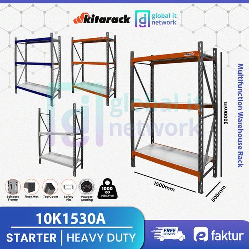 Jual RAK GUDANG BESI STARTER HEAVY DUTY 1000KG/LAYER TINGGI 3M PANJANG ...