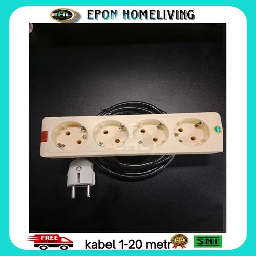 Jual Stop Kontak Listrik Kuningan 4 Lubang + Colokan Listrik Kabel ...