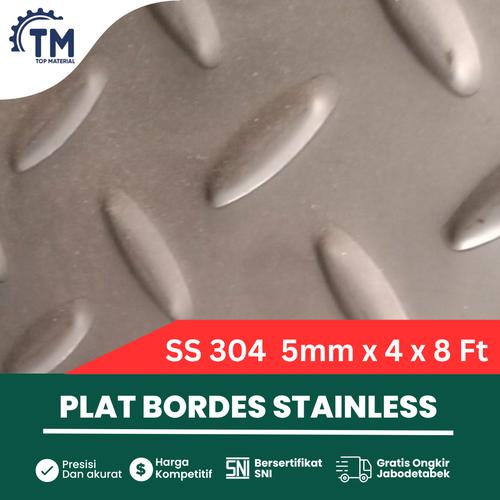 Jual Plat Bordes Stainless Steel SS 304 Tebal 5mm x 4 x 8 Feet / 1200 x ...