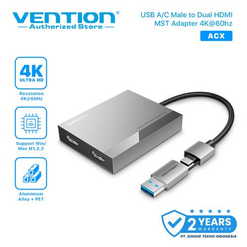 Jual Vention USB A 3.0 Type C to Dual HDMI MST Converter Adapter 4K HD - ACZ - Jakarta Barat ...
