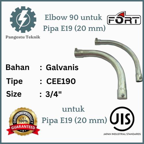 Jual Elbow Pipa conduit 90 derajat Steel Galvanis E19 20mm / Elbow 90 degree untuk Pipa conduit ...